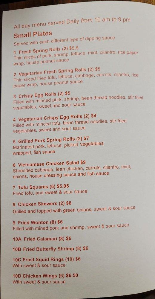 Menu at Pho Spot restaurant, San Jose, Blossom Hill Rd