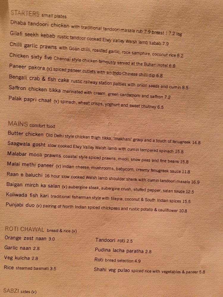 Menu at Roti Chai restaurant, London, 3 Portman Mews S