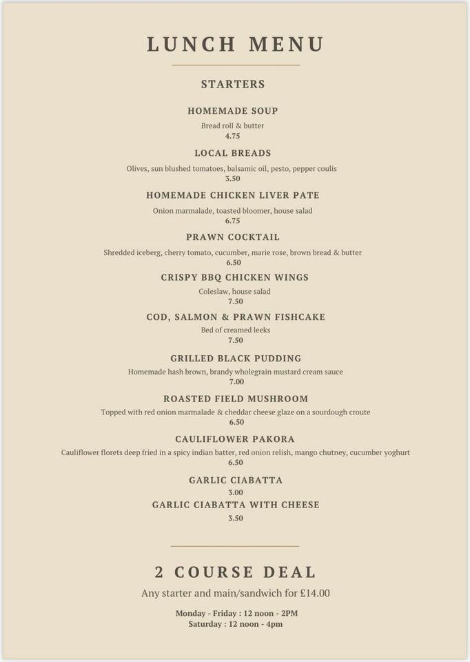 Menu at Stocks Tavern pub & bar, Up Holland