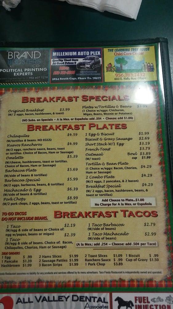 Menu at Taco Fiesta Restaurant, McAllen, N McColl Rd