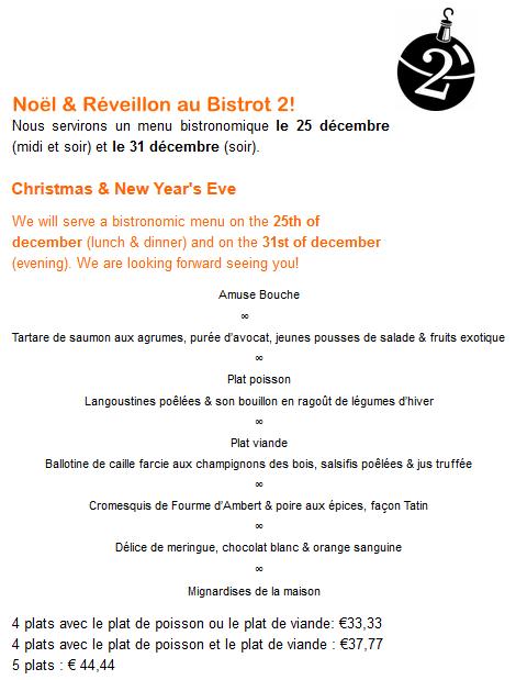 Menu at restaurant Bistrot 2, Monpazier