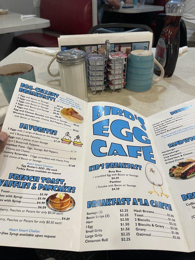 Menu at Bird's Egg Cafe, Palestine