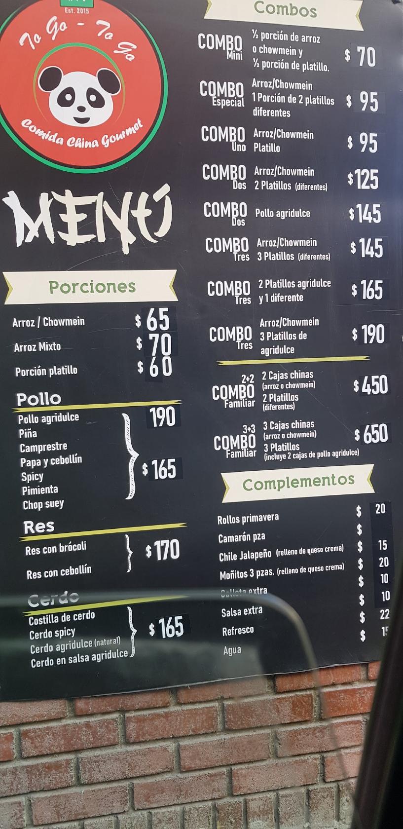 Menu at Comida China restaurant, Torreón, C. Saltillo 121