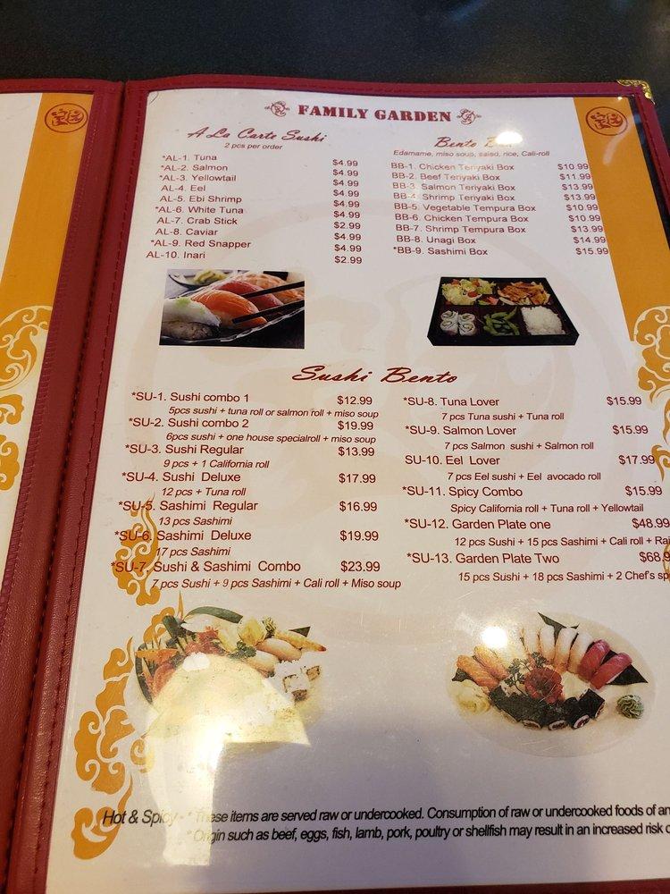 Menu at Family Garden restaurant, Richland