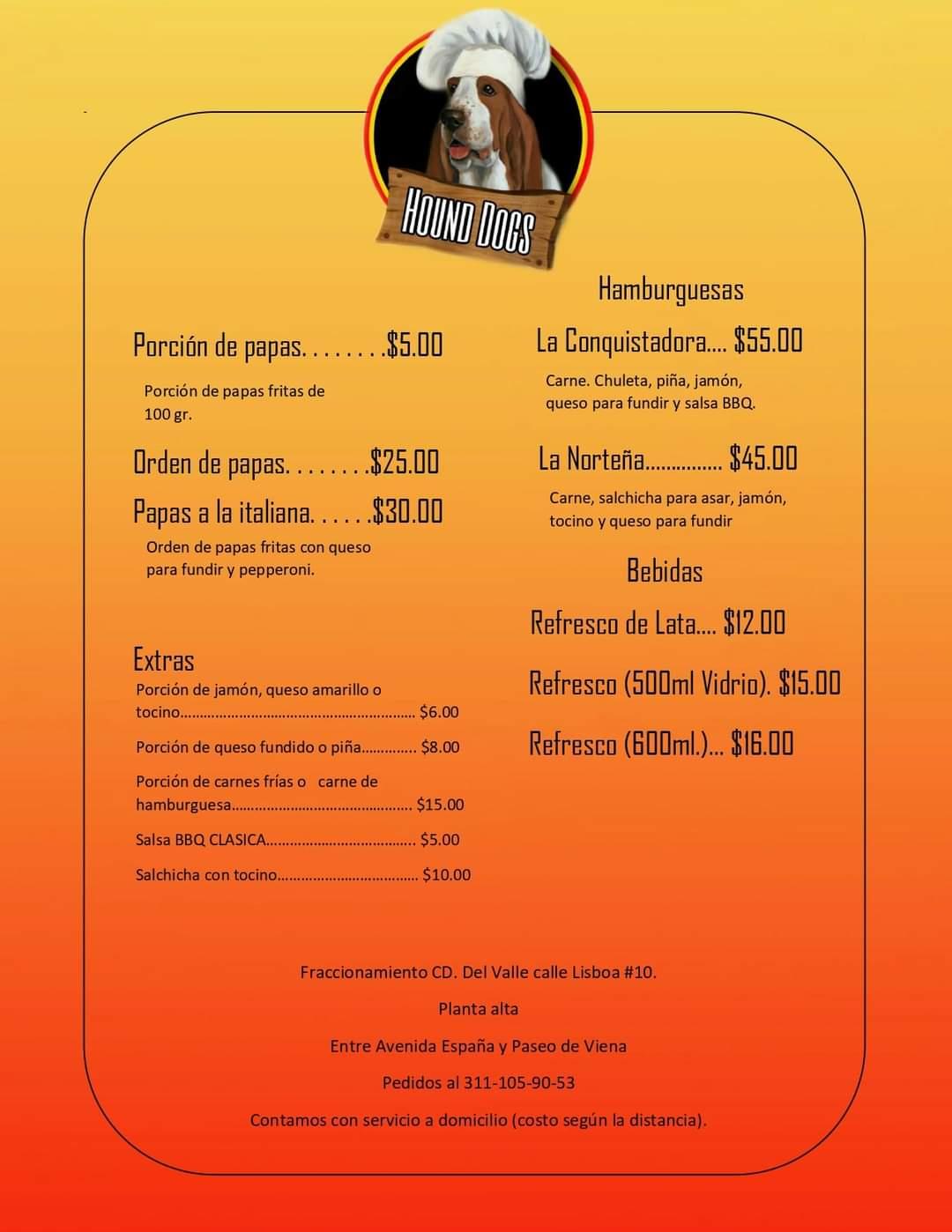 Menu at HOUND DOGS hamburguesas y hot dogs restaurant, Tepic