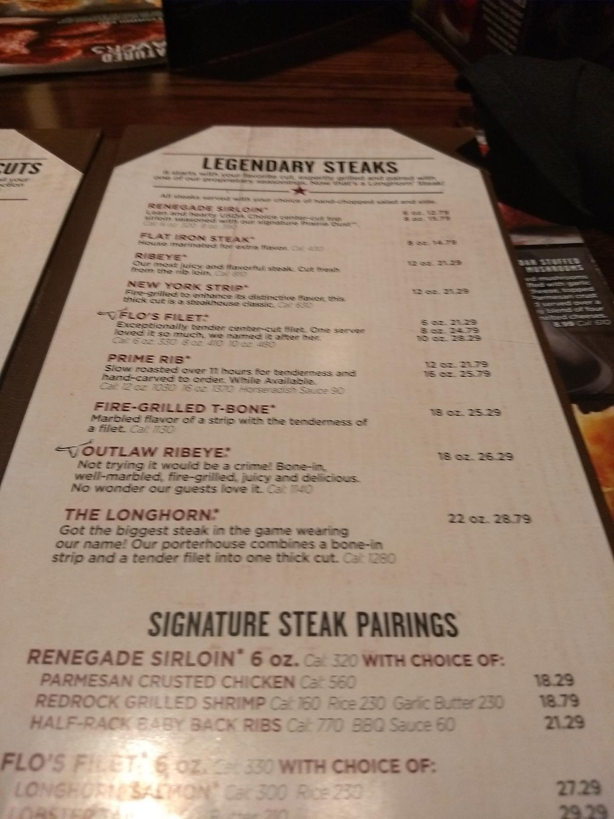 Menu at LongHorn Steakhouse, Bowie, Town Center Blvd