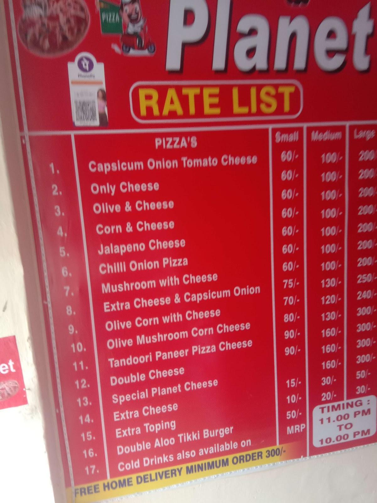 Menu at Pizza Planet, Delhi, D2/120 jeevan park new delhi
