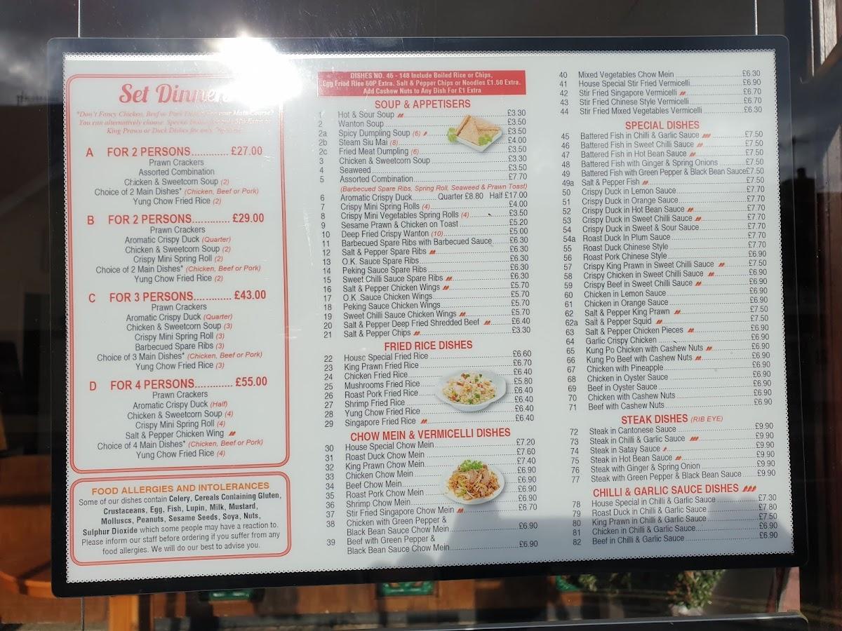 Menu at Regent House Cantonese Takeaway fast food, Barrow