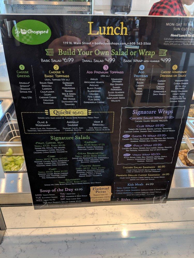 Menu at So Chopped (Bodacious) restaurant, Janesville
