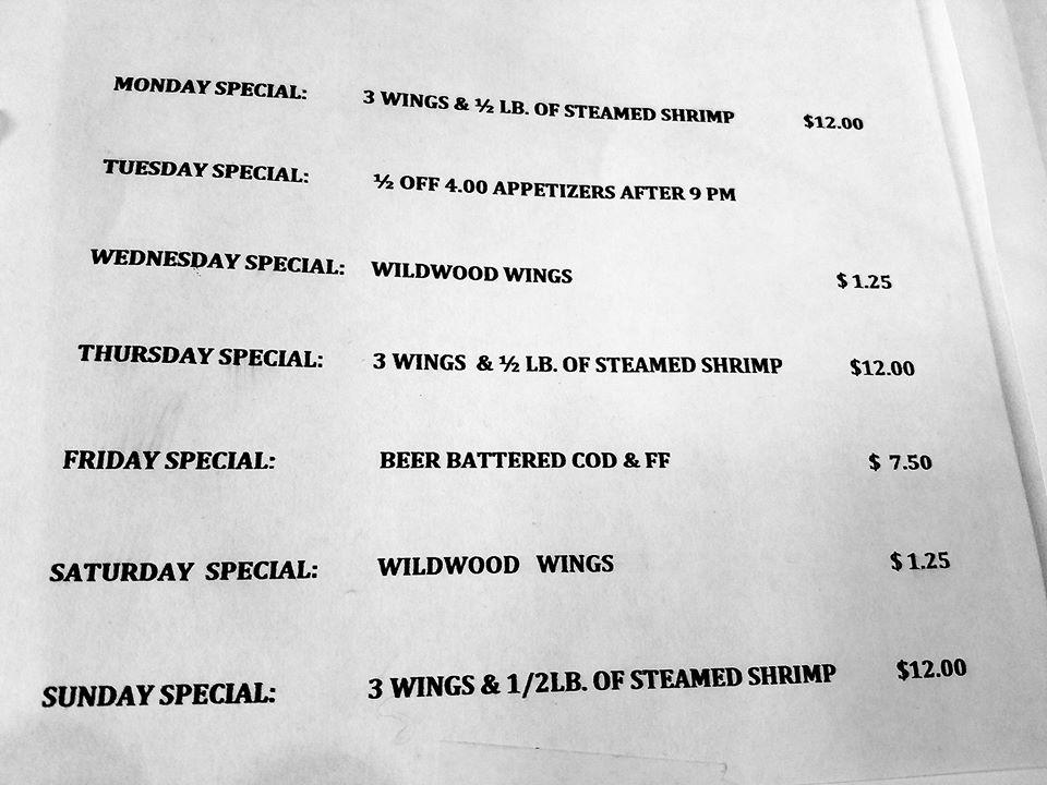 Menu at Wildwood Inn Restaurant, Breezewood
