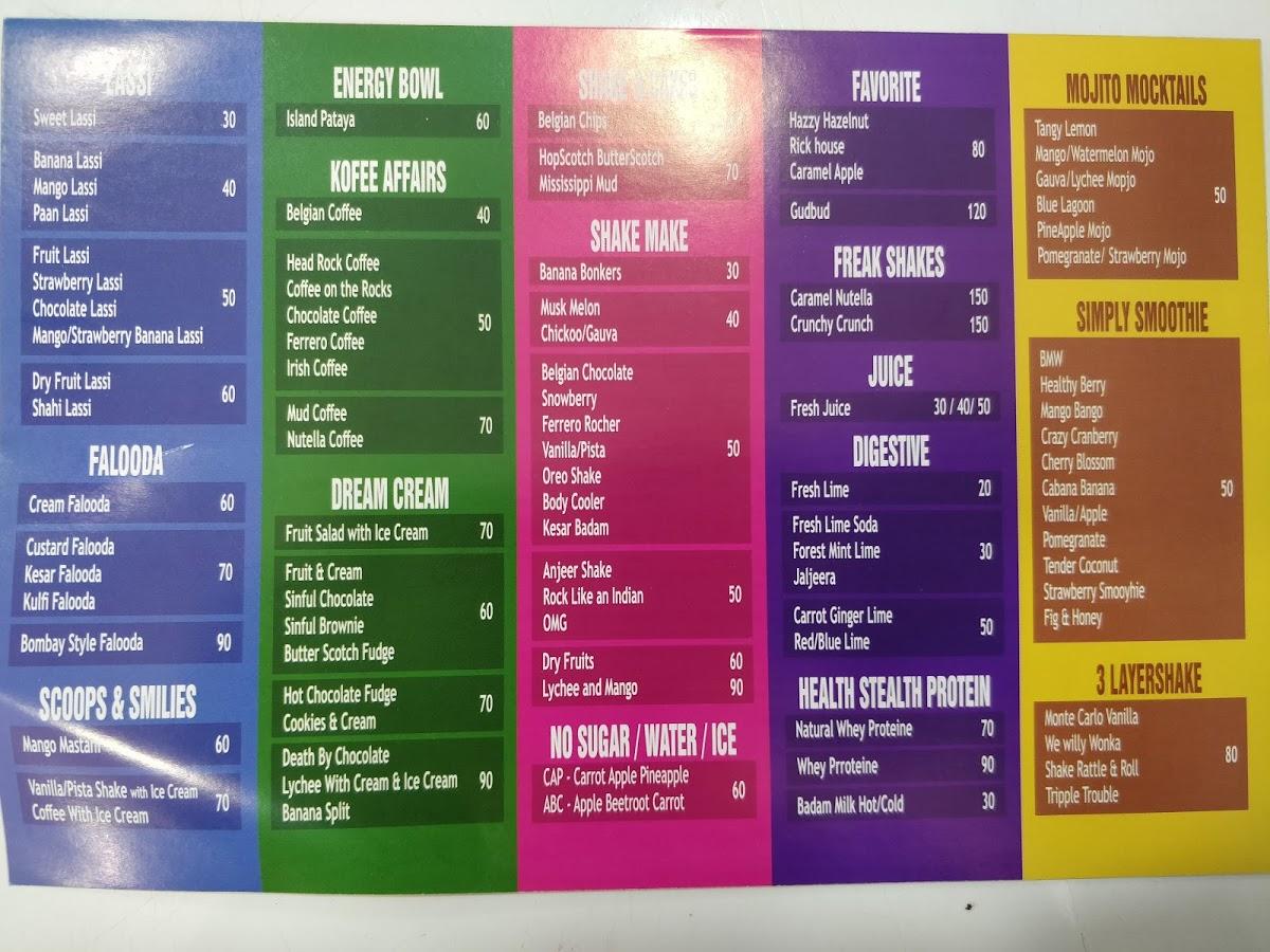 Menu at Lassi House, Kalady