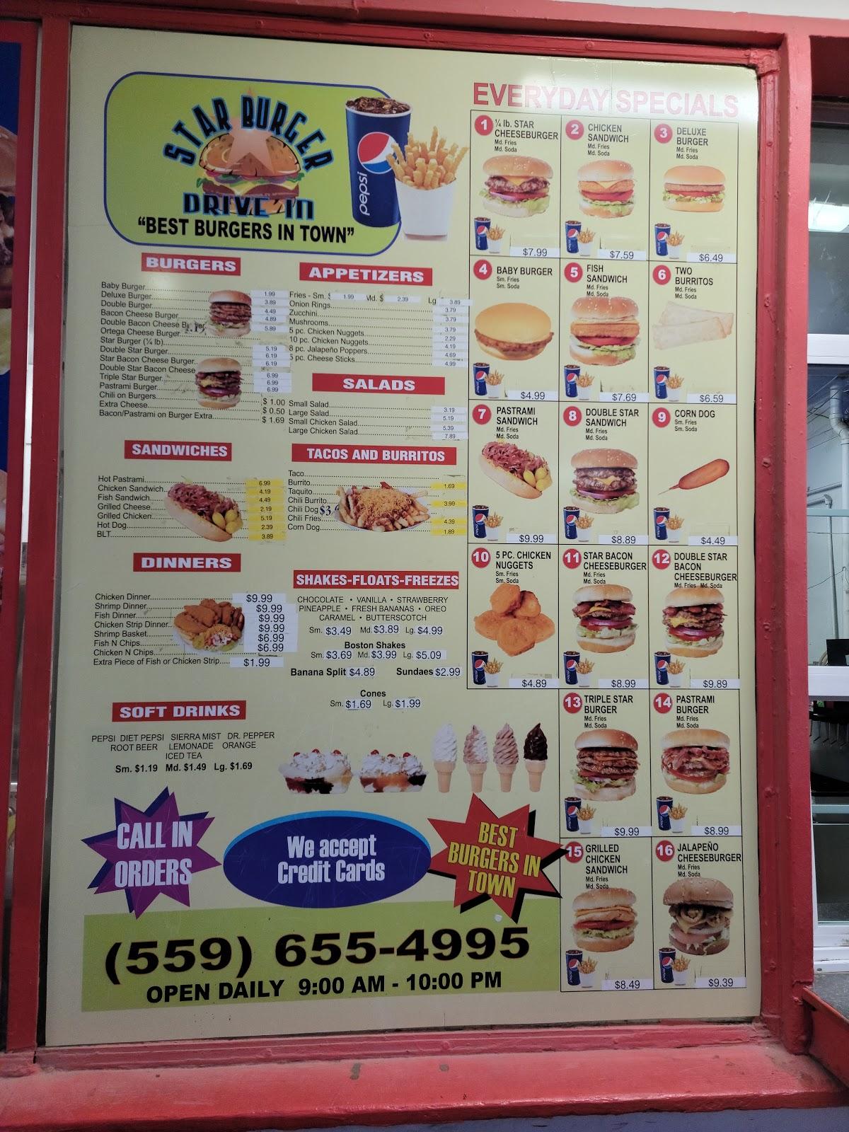 Carta del restaurante Star Burger, Mendota