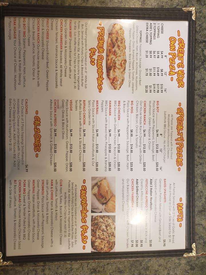 Menu at Big Boyz Pizza pizzeria, Brookville