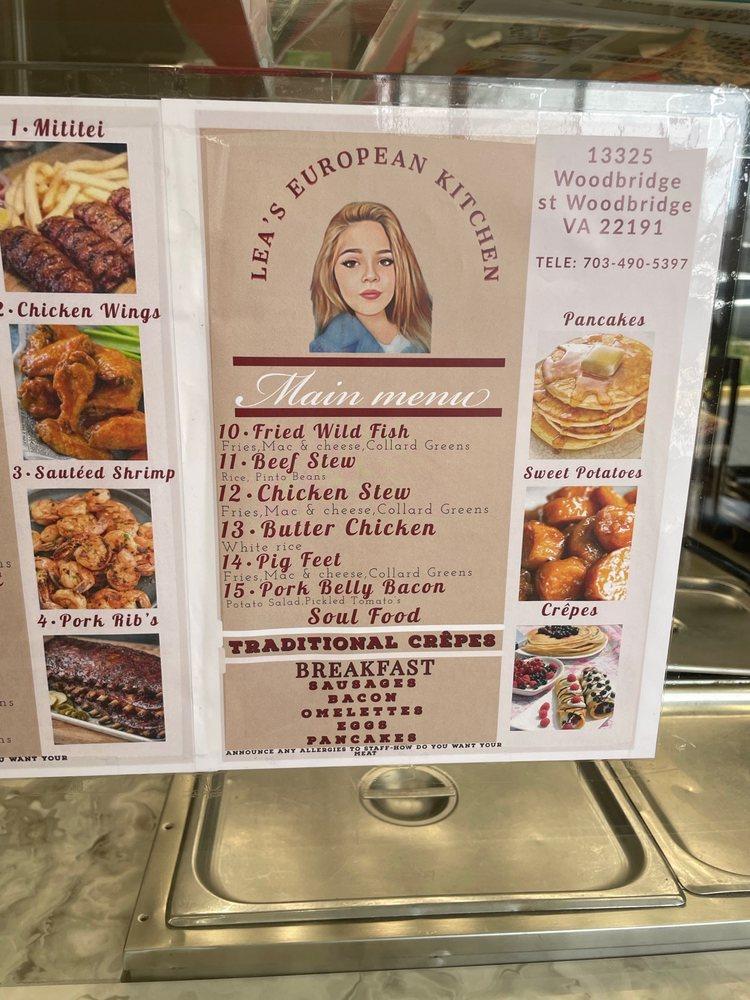 Menu at Lea's European Kitchen restaurant, Woodbridge