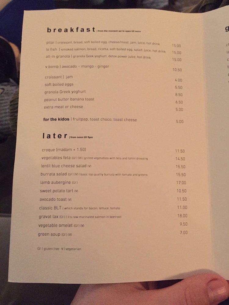 Menu at Louis X, Hotel O, Antwerp