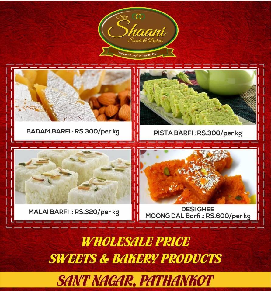 Menu at New Shaani Sweets & Bakers, Pathankot