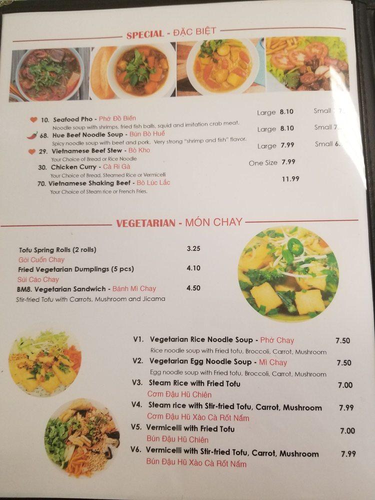 Menu at Pho Saigon restaurant, Houston, Gessner Rd