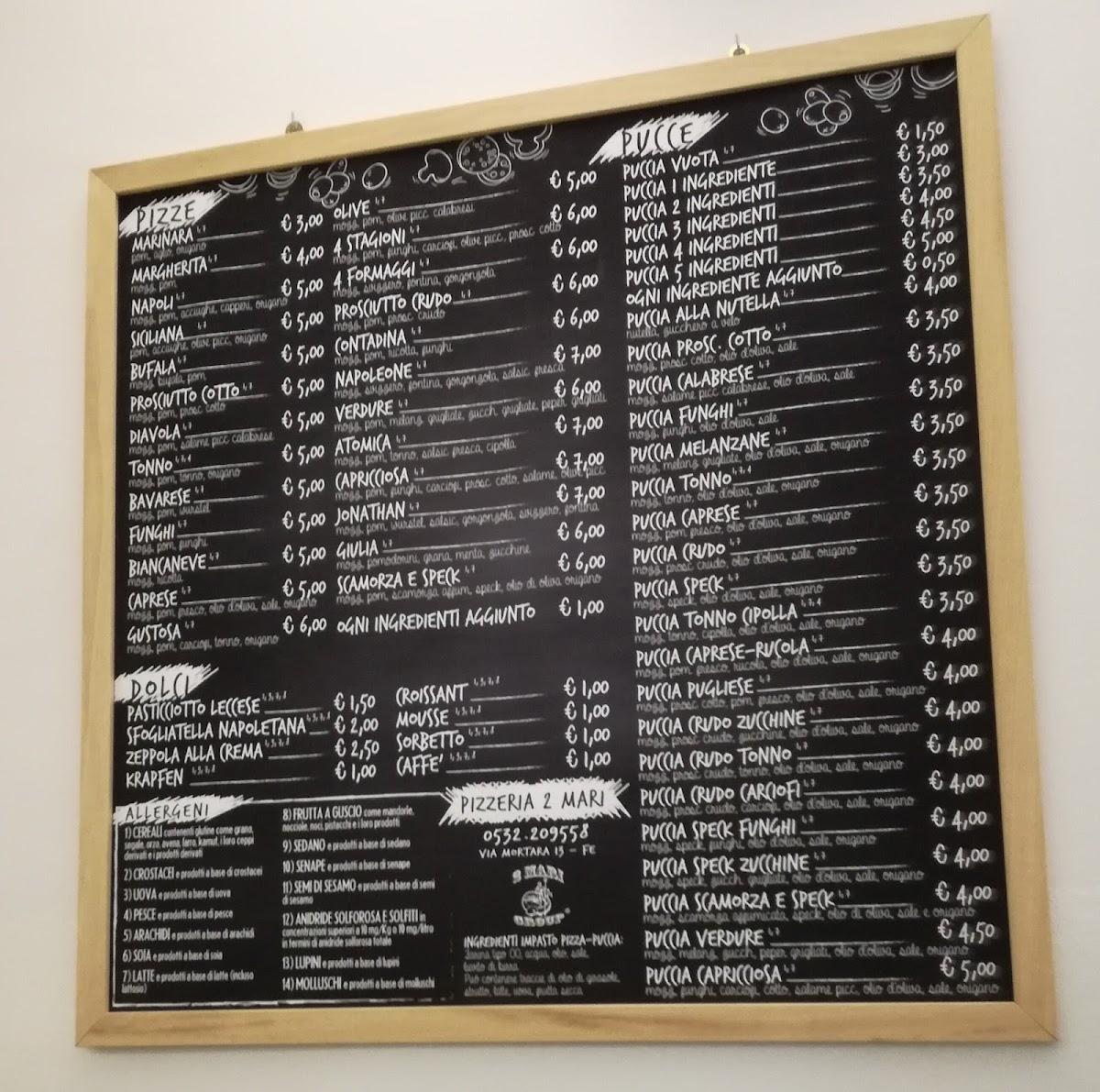 Menu da Pizzeria Pucceria 2 Mari, Ferrara, 13