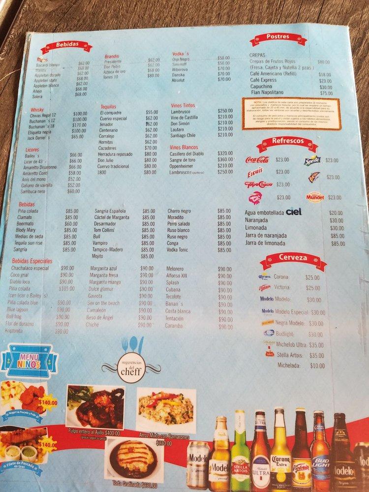 Menu at Playa Madero restaurant, Ciudad Madero