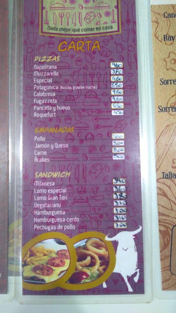 Menu at ROTISERIA Y RESTORAN EL TORI restaurant, Villa Pehuenia