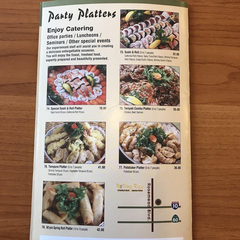 Menu at Rolling Rice restaurant, Rosemead