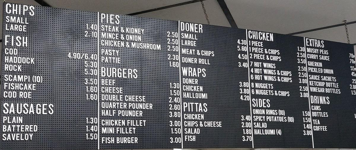 Menu at The Fish & Chip Shop restaurant, London, 1 Turnham Rd