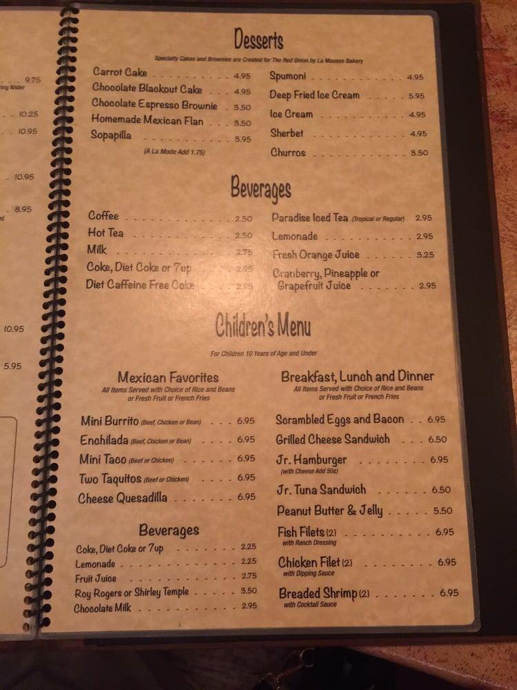 Menu at The Original Red Onion pub & bar, Rolling Hills Estates