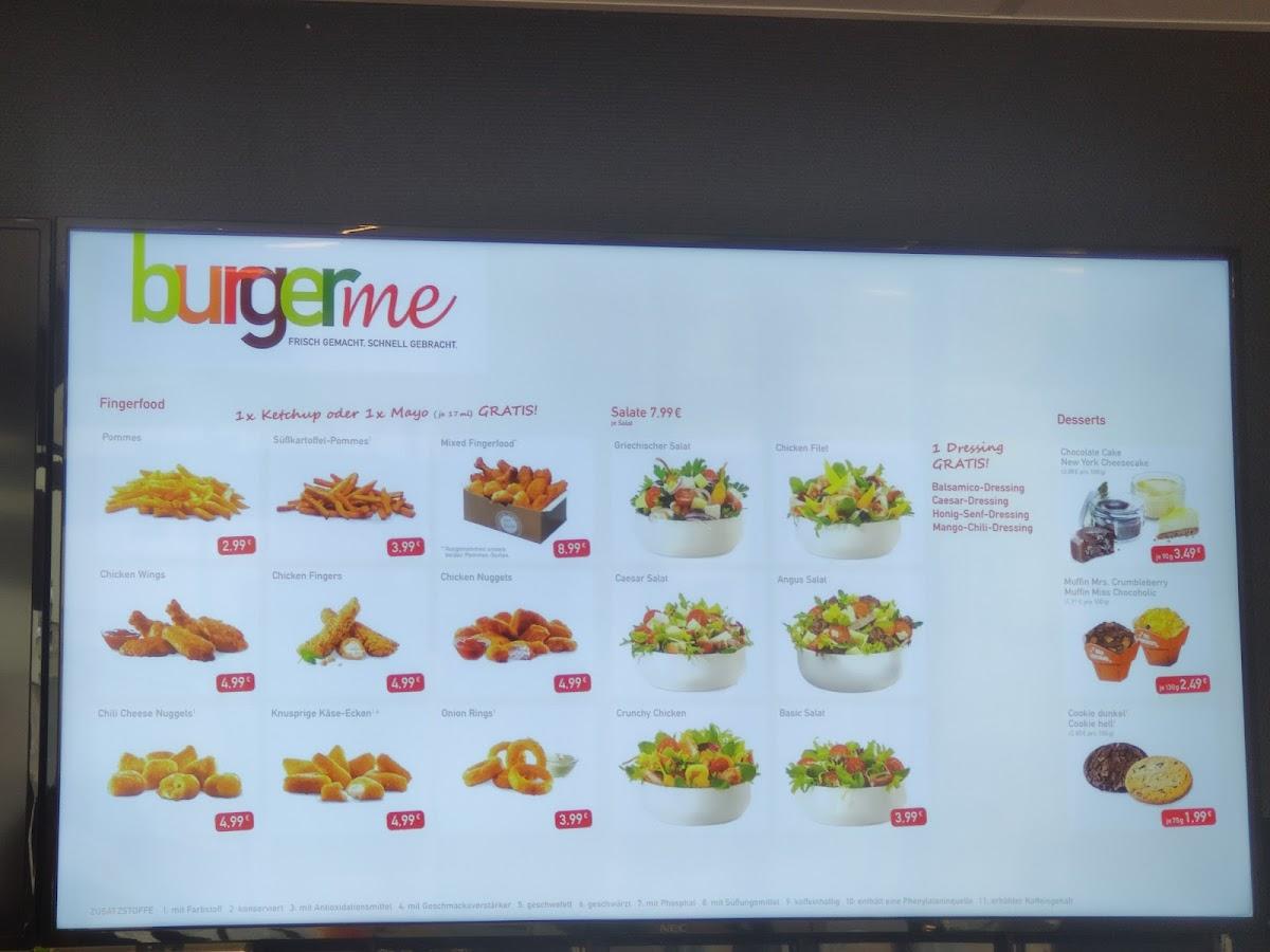 Menu at burgerme restaurant, Erfurt