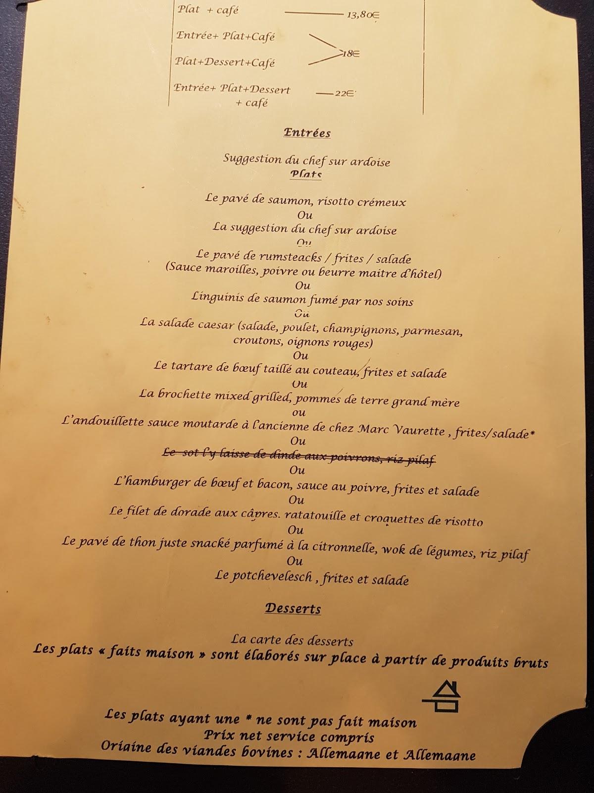 Menu au Le Péché Gourmand restaurant, Arras