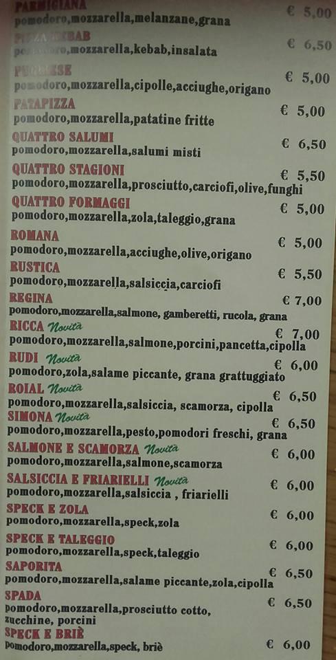 Menu at Pizzeria Da Mimmo 2, Biassono