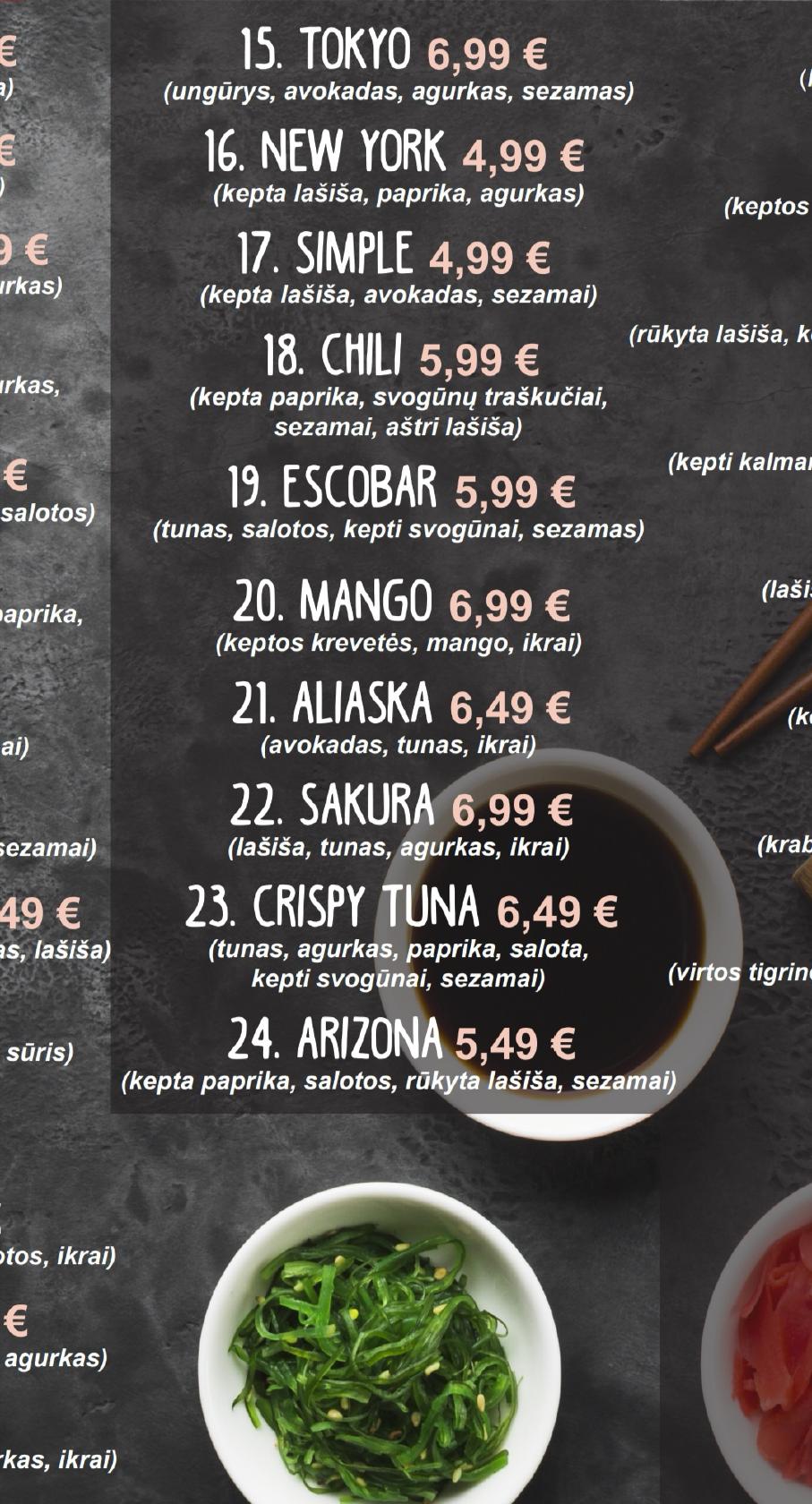 Menu at SUSHI SQUARE restaurant, Vilnius, Ateities g. 31b