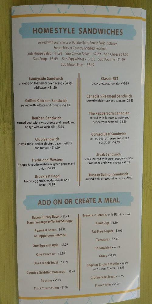 Menu at Sunnyside Grill Newmarket restaurant, Newmarket