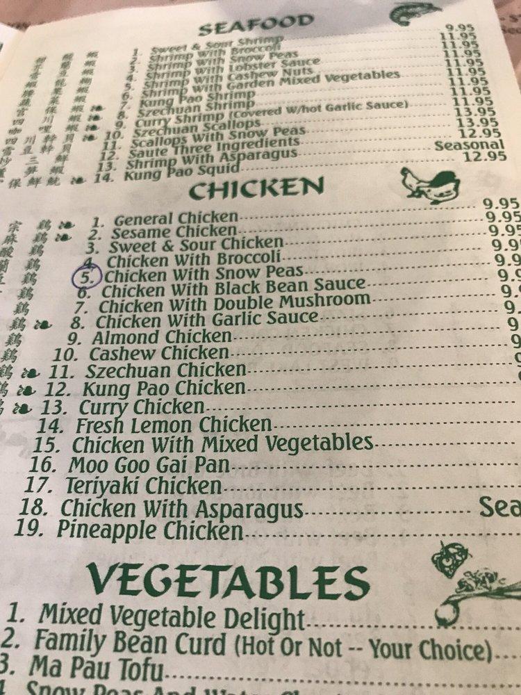 Menu at Wonderful House Chinese Restaurant, Trinidad