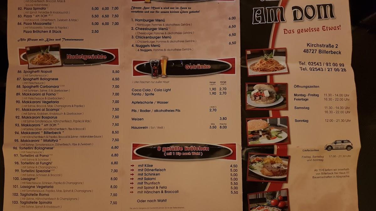 Menu at Am Dom restaurant, Billerbeck