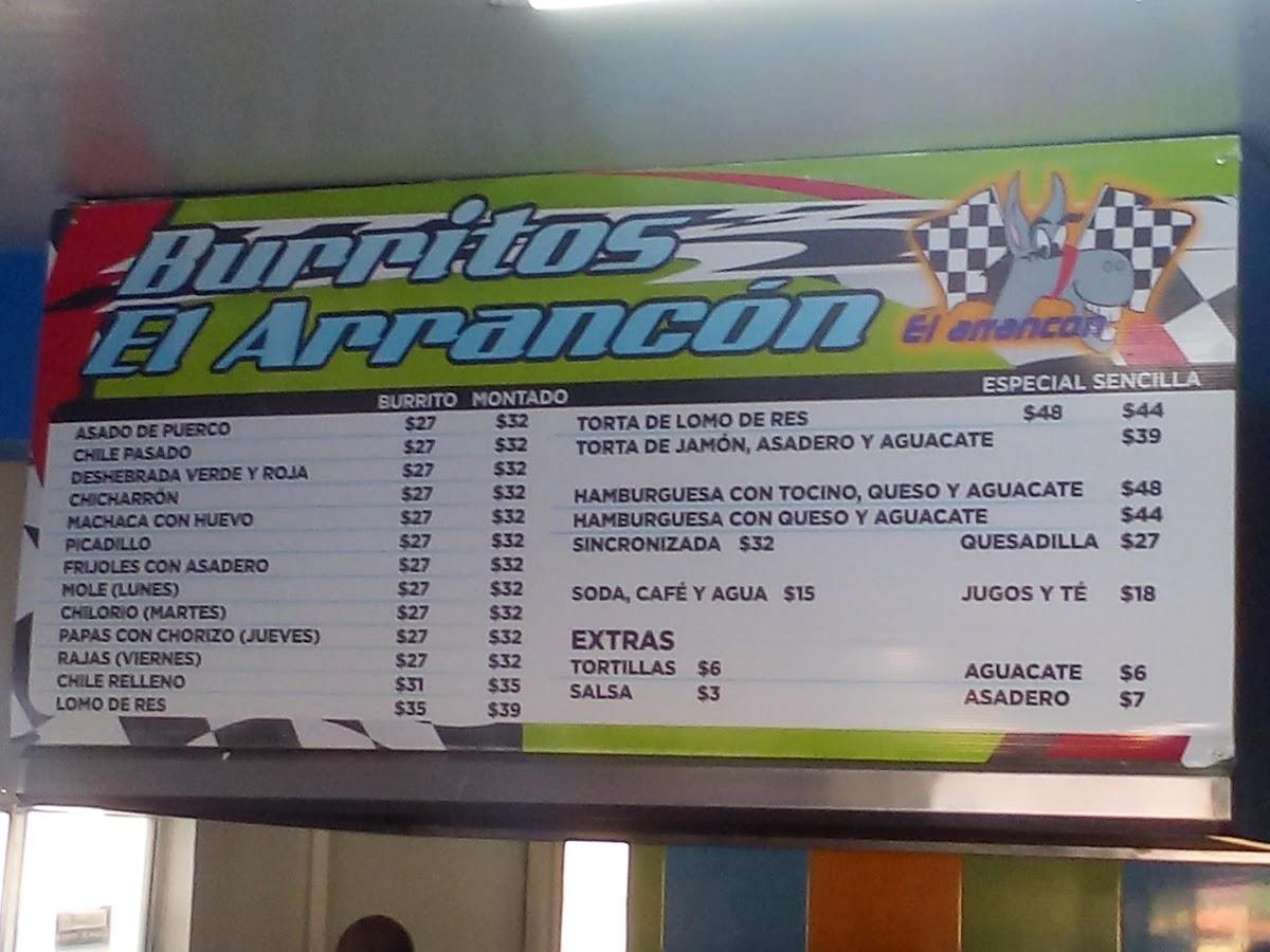 Carta del restaurante Burritos El Arrancón, Chihuahua, Av Cristobal ...