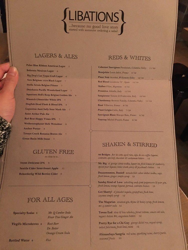 Menu at Carson Kitchen pub & bar, Las Vegas, 124 S 6th St Suite 100