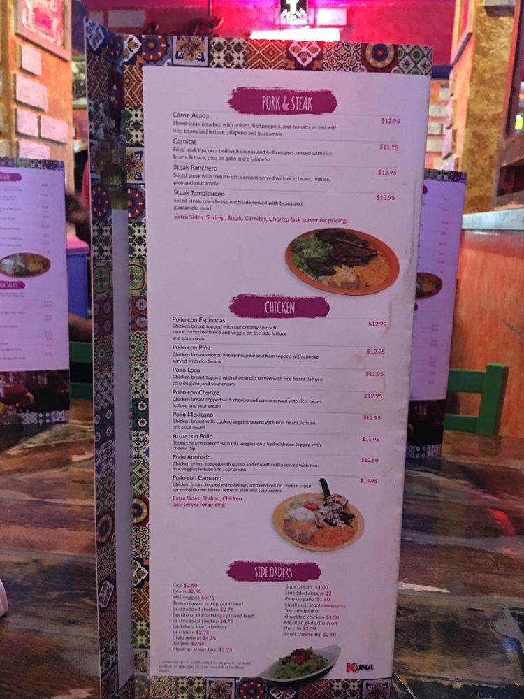 Menu at El Burro Loco restaurant, St. Louis