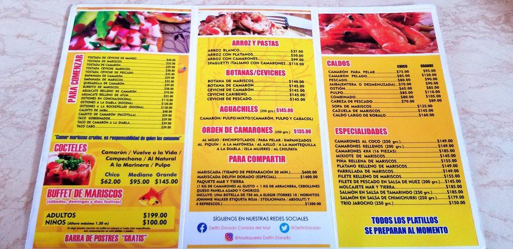 Carta del restaurante DELFIN DORADO SAN HIPÓLITO, San Hipólito ...