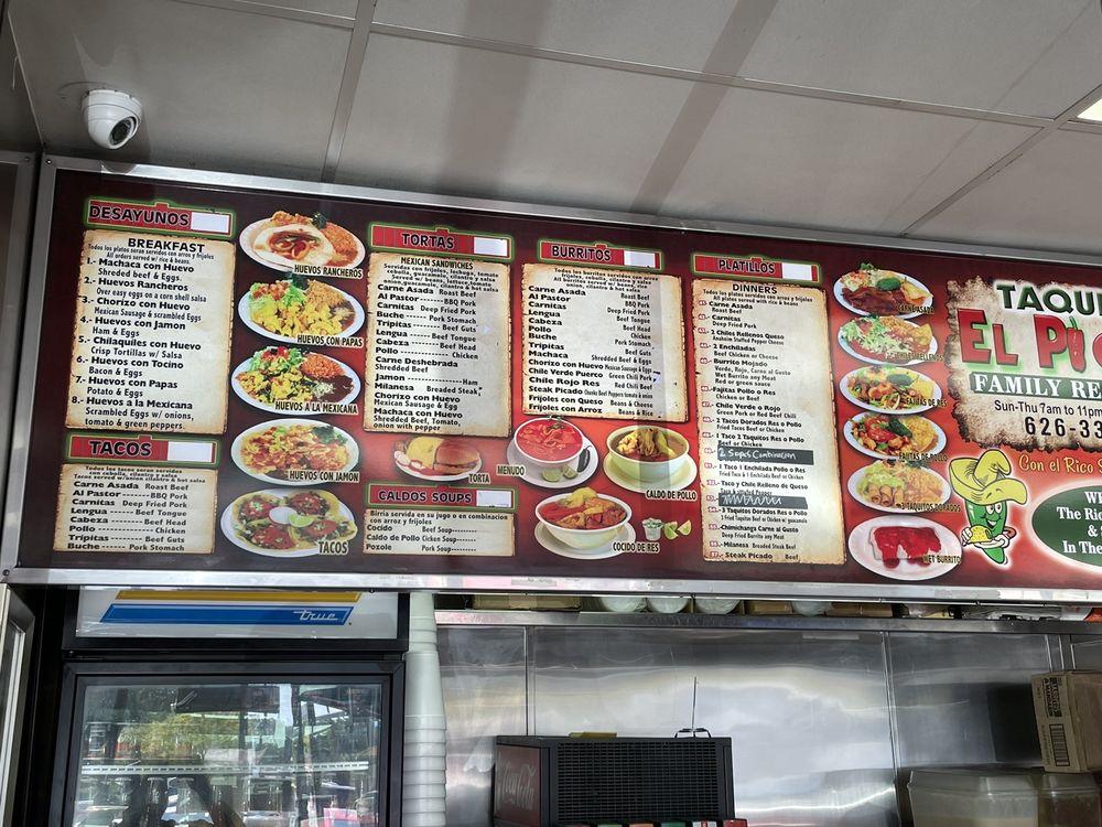 Menu at El Picoso Restaurant, Azusa, 303 S Azusa Ave