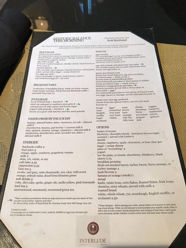 Menu at Interlude Restaurant, Virginia Beach