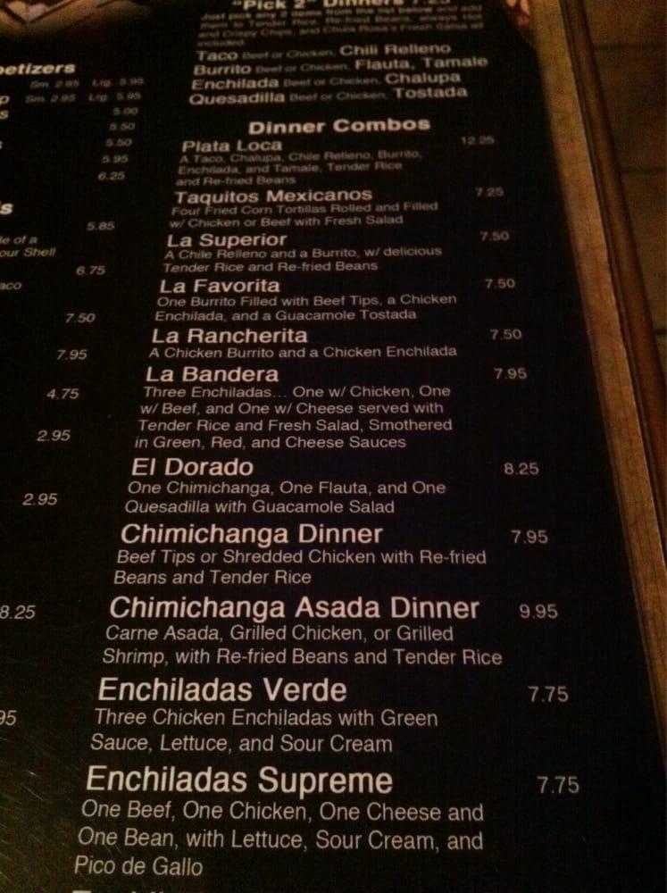 Menu at Jose Locos restaurant, Springfield, 935 N Glenstone Ave