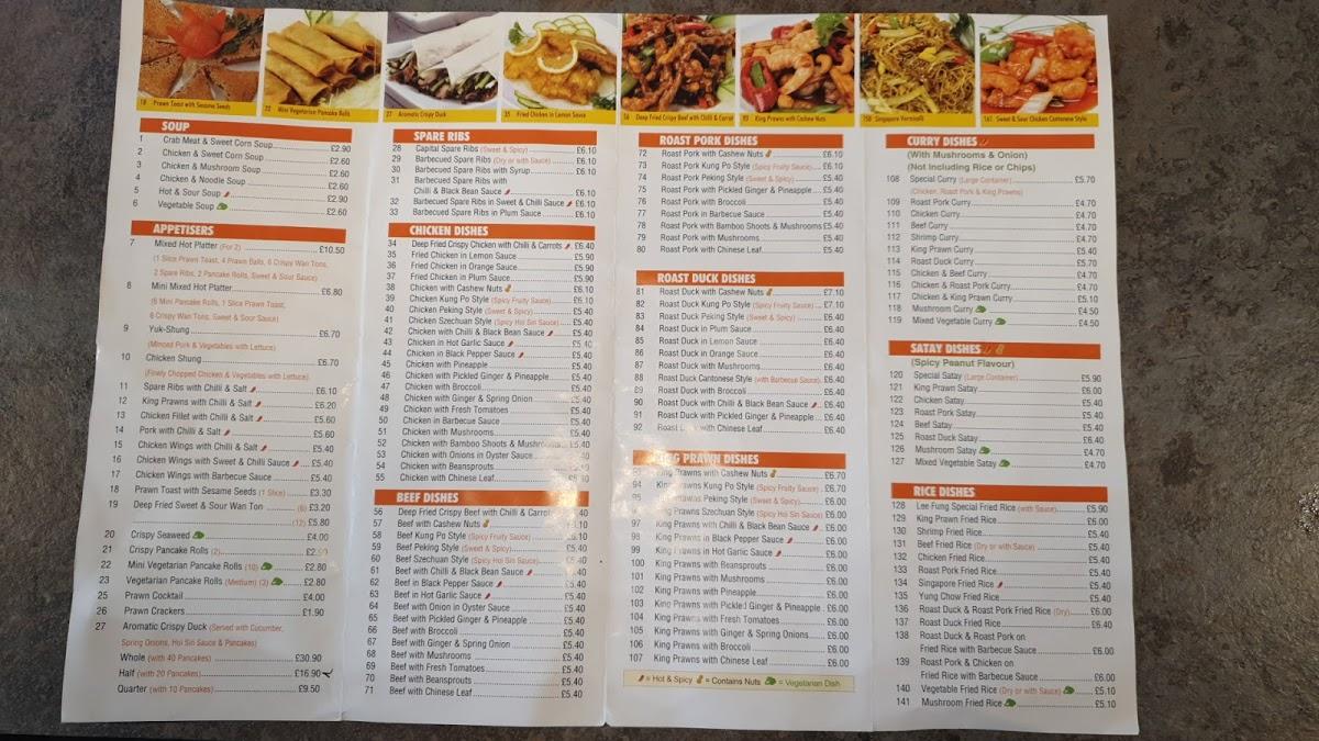 Menu at Lee Fung House fast food, Shrewsbury