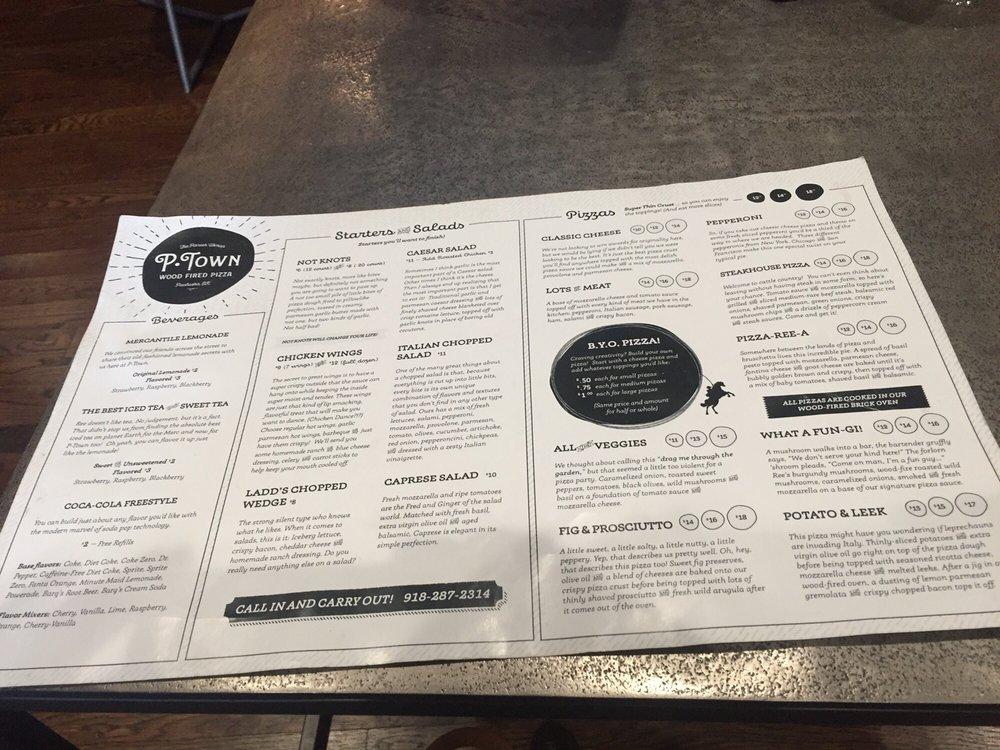 Menu at P-Town Pizza pizzeria, Pawhuska