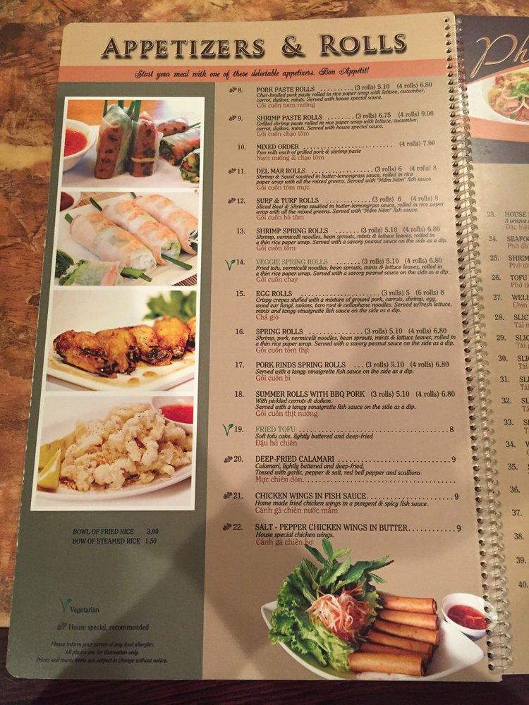 Menu at Phở Duyên Mai restaurant, San Diego, Kearny Villa Rd #111