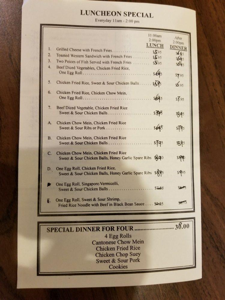 Menu at The Golden Inn restaurant, Prince Edward