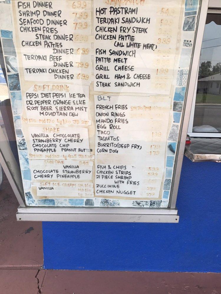 Menu at Young's Drive-In restaurant, Bakersfield