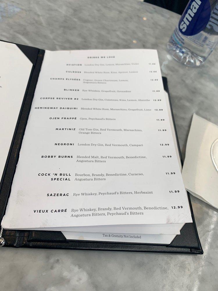 Menu at Cure pub & bar, Kenner