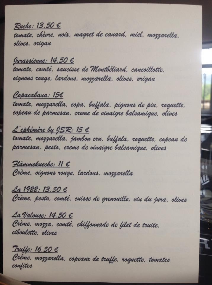 Menu at LE PONT restaurant, Thoirette