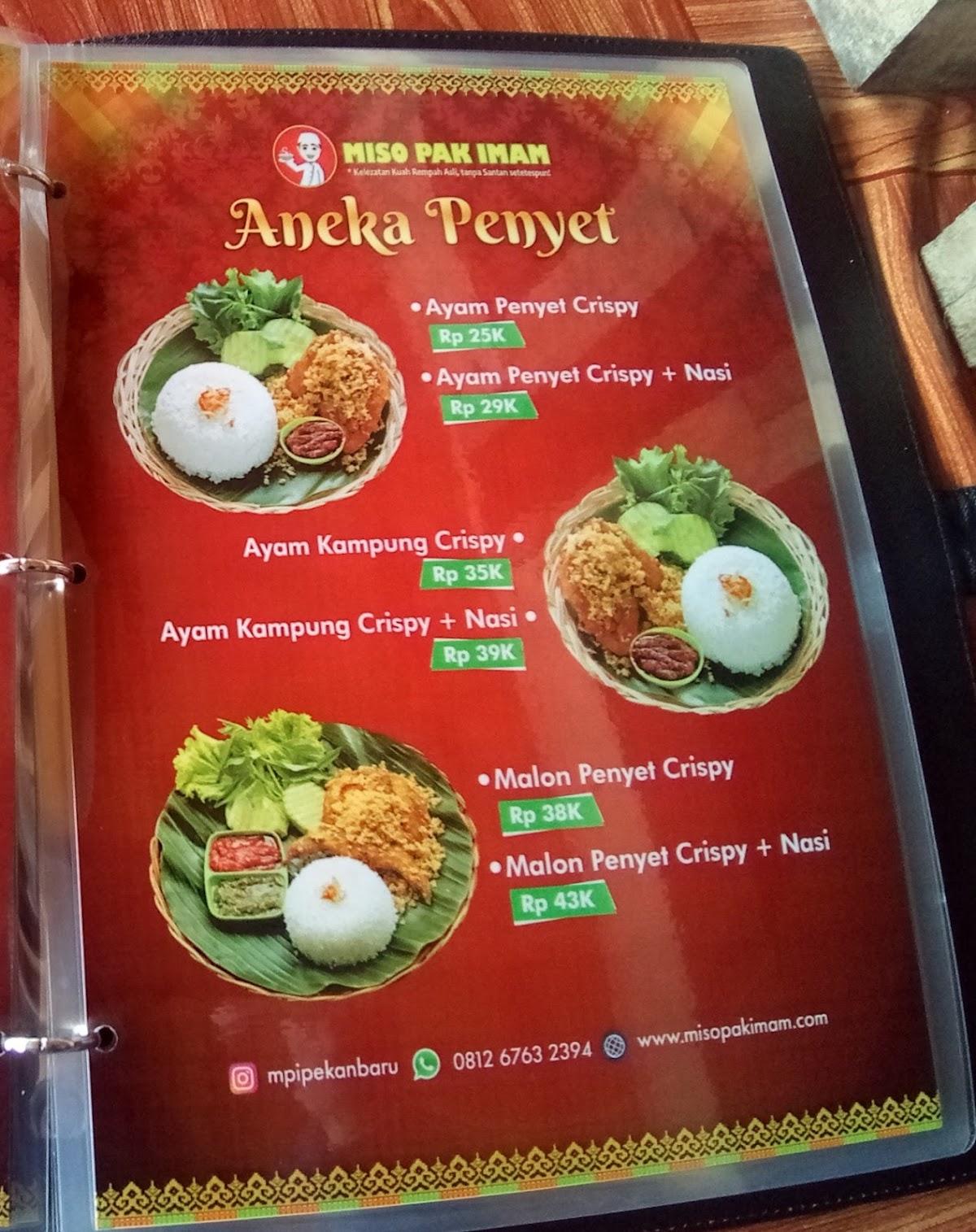 Menu at Miso Pak Imam cafe, Pekanbaru, Jl. Paus No.4