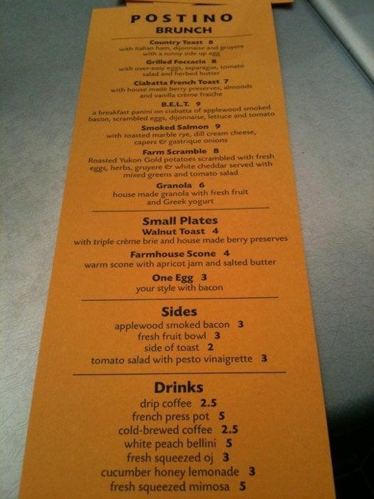 Menu at Postino Central pub & bar, Phoenix, N Central Ave